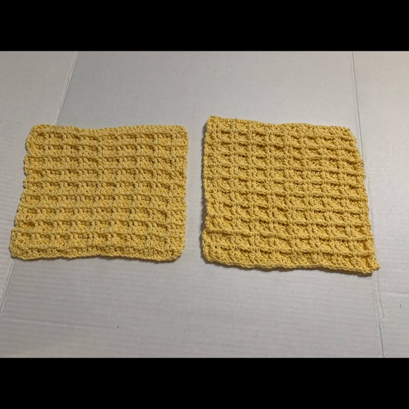 Hand Crafted | Kitchen | Wash Dish Cloths Two Yellow Cotton New Waffle ...